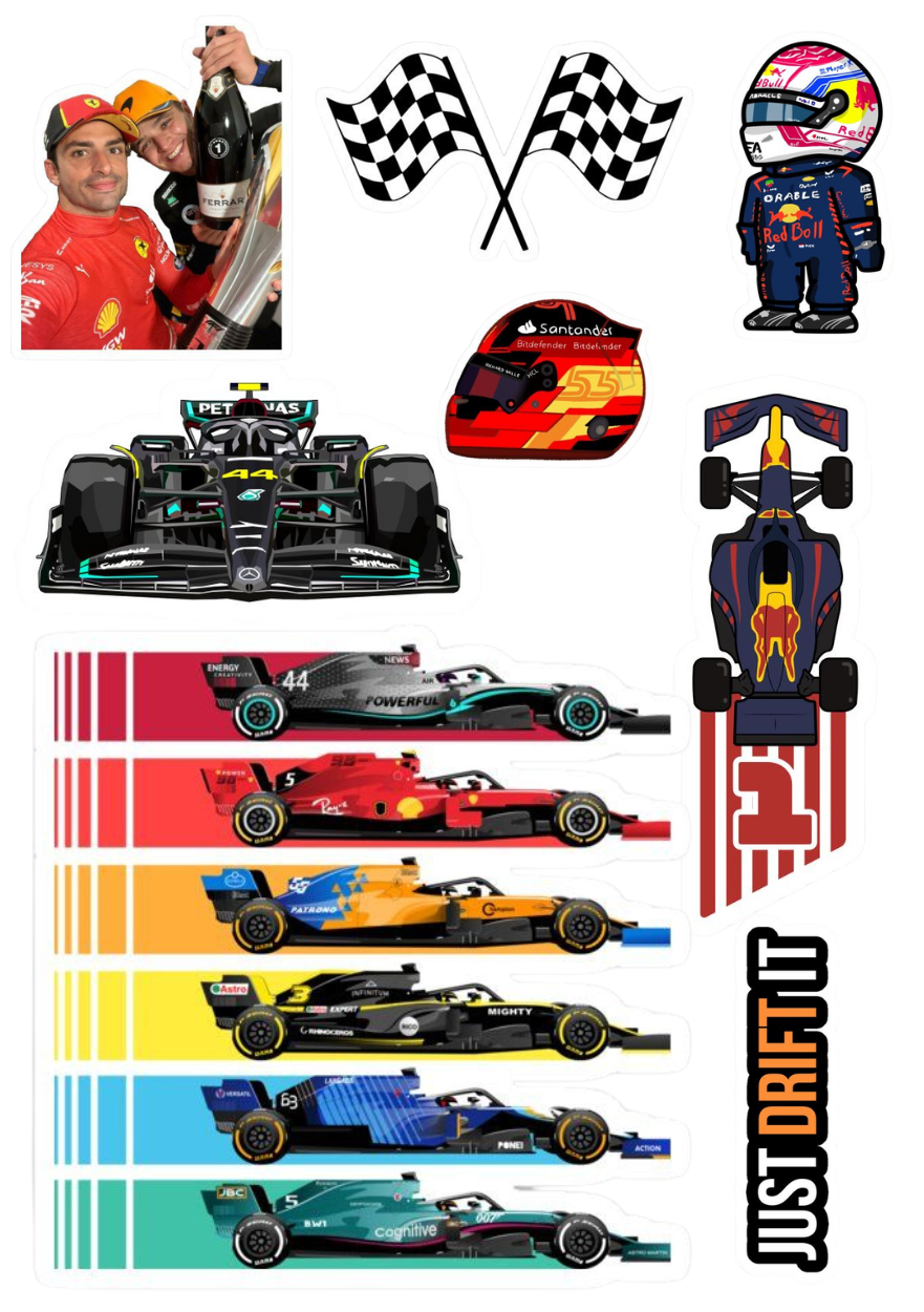 F1 Stickers | Drive to survive A5 uncut sheet / car Racing | phone ...