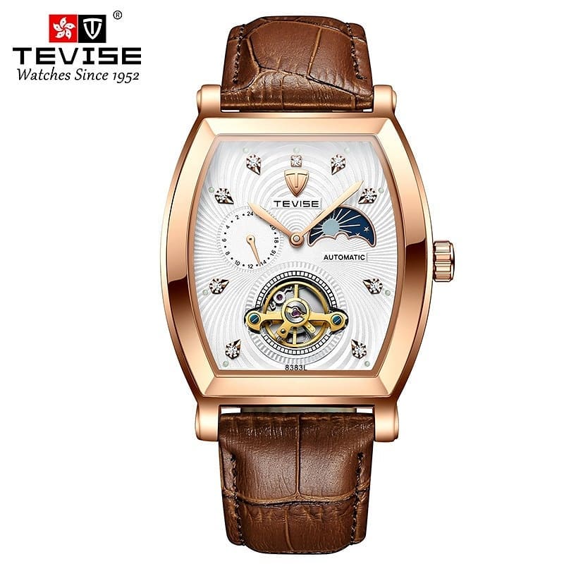 Tevise Automatic Self Wind Leather Rectangle Analog Watch For Men ...