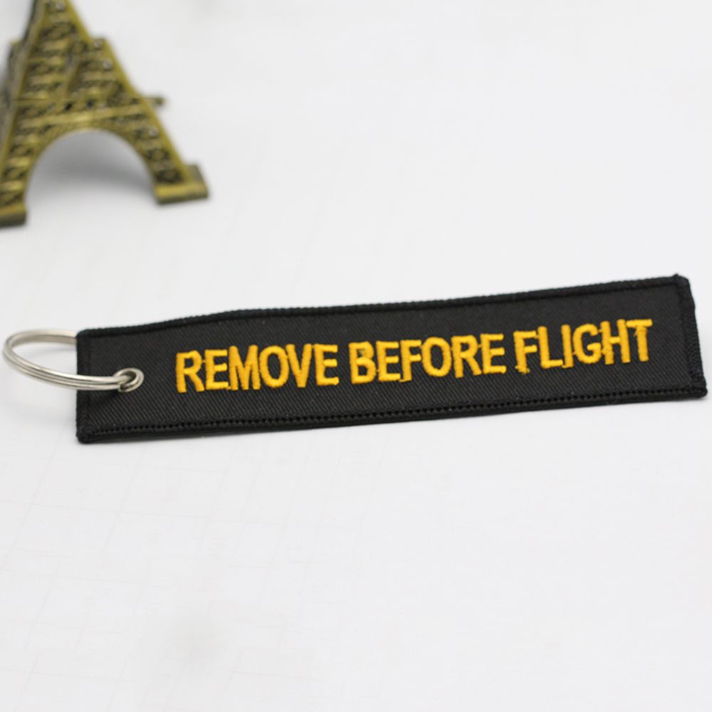 Canvas Embroidered Special Remove Before Flight Label Keyring Luggage ...