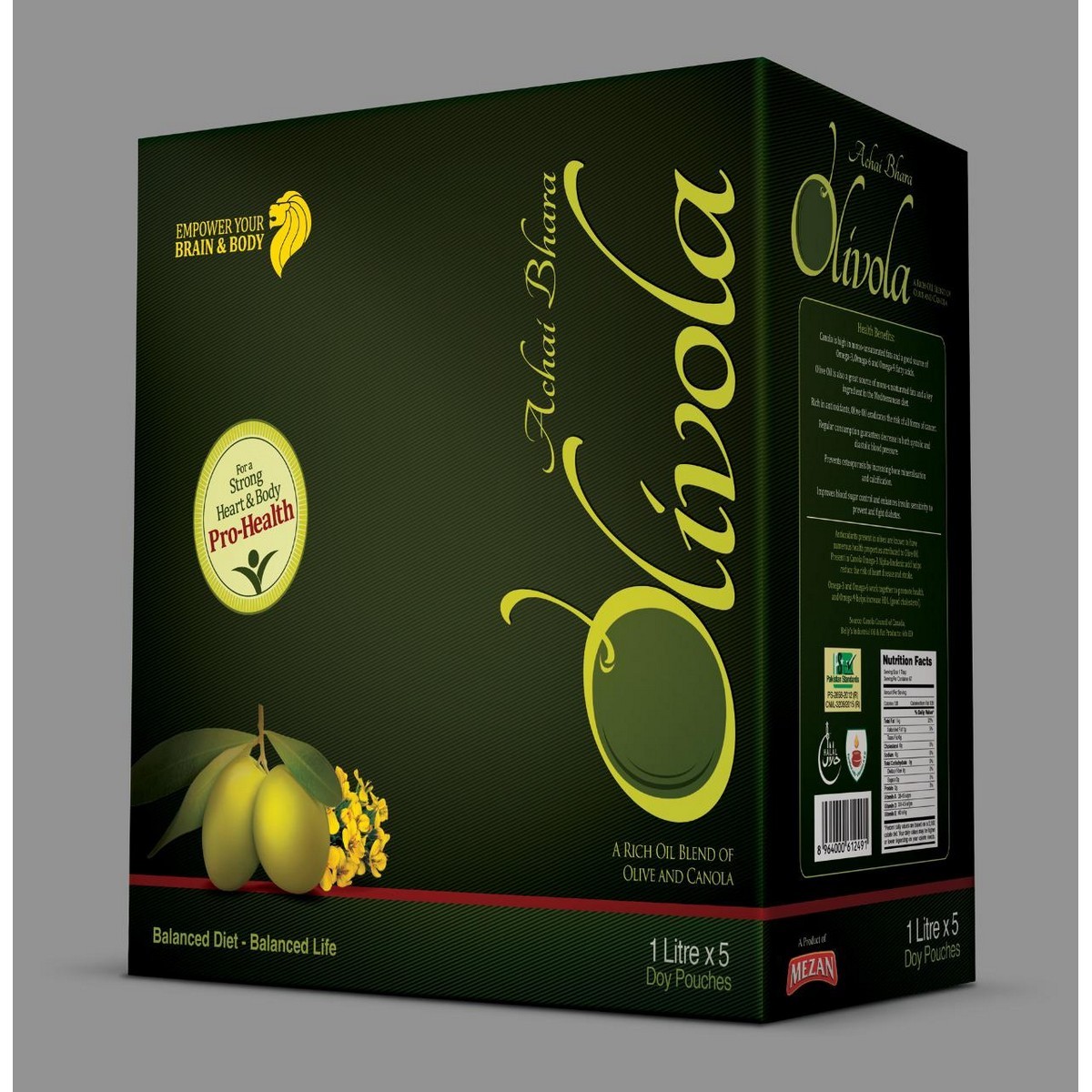 Mezan Olivola Oil - 1 Ltr - Pack of 5 Pouches | Daraz.pk