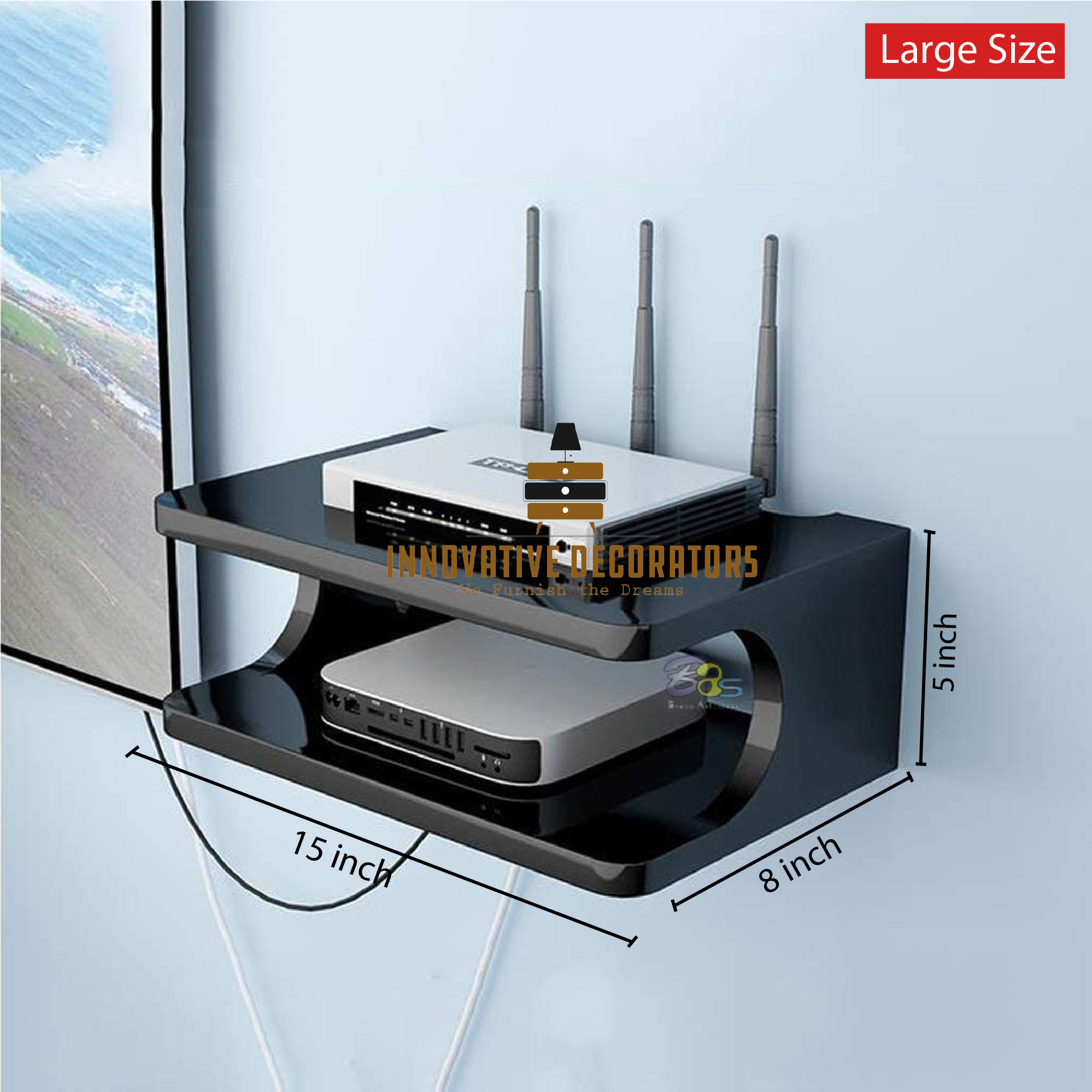 2 Layers Wall Mounted Shelf For Wifi Router, Phone, Decorative Items ...