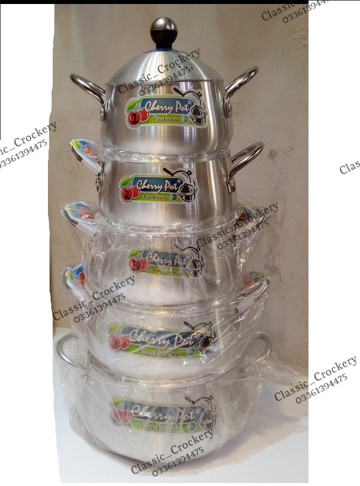 Silver Steel Cooking PotS (Pateli) (Degchi) Pot set Made in Pakistan 5 ...