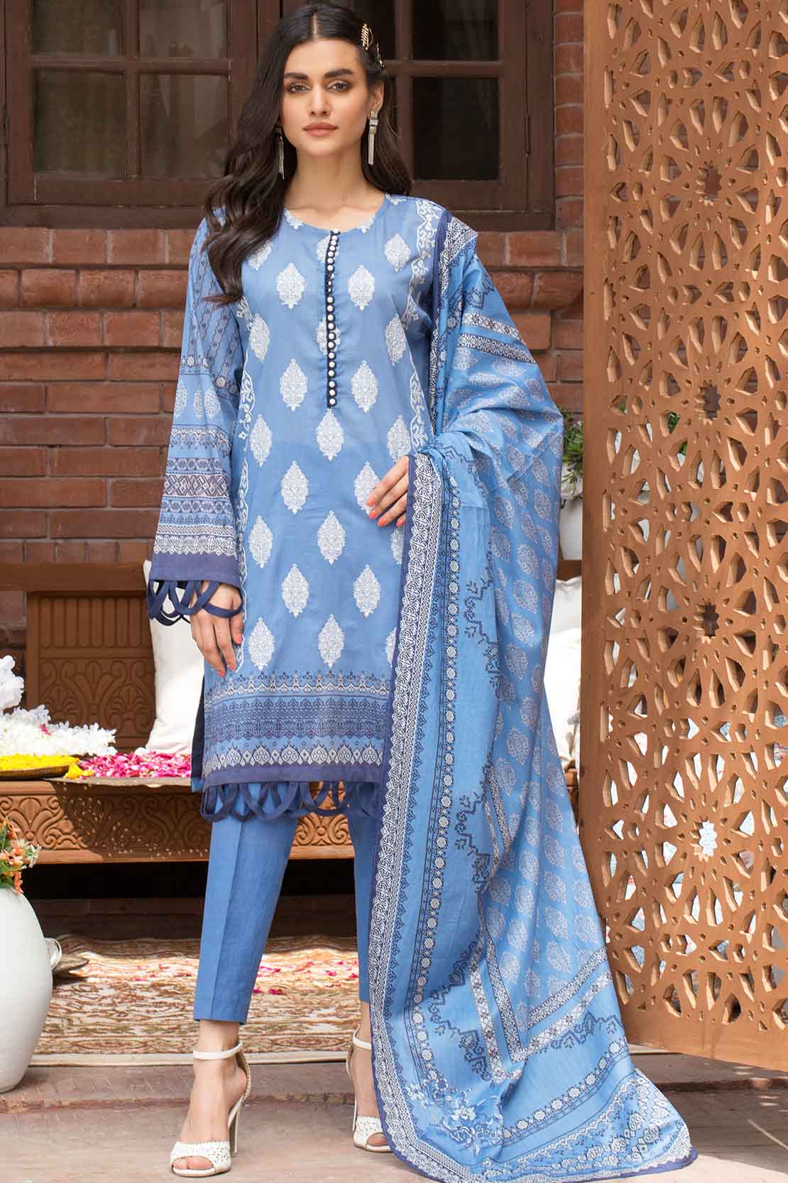 Warda Unstitched fantastic Blue Piece Schiffli