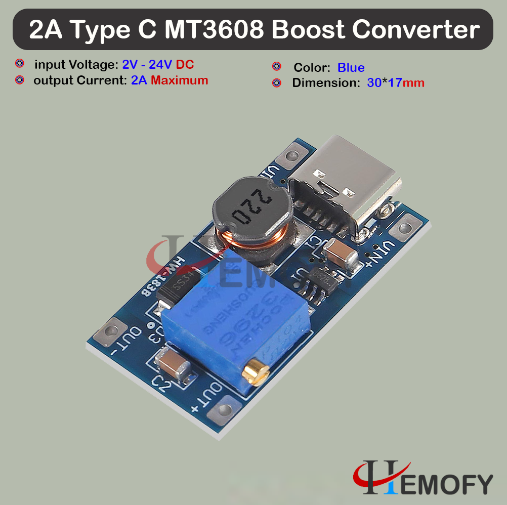 DC-DC MT3608 SX1308 Boost Converter Boost Power Supply Module Max 28V 2A Output Booster | Daraz.pk