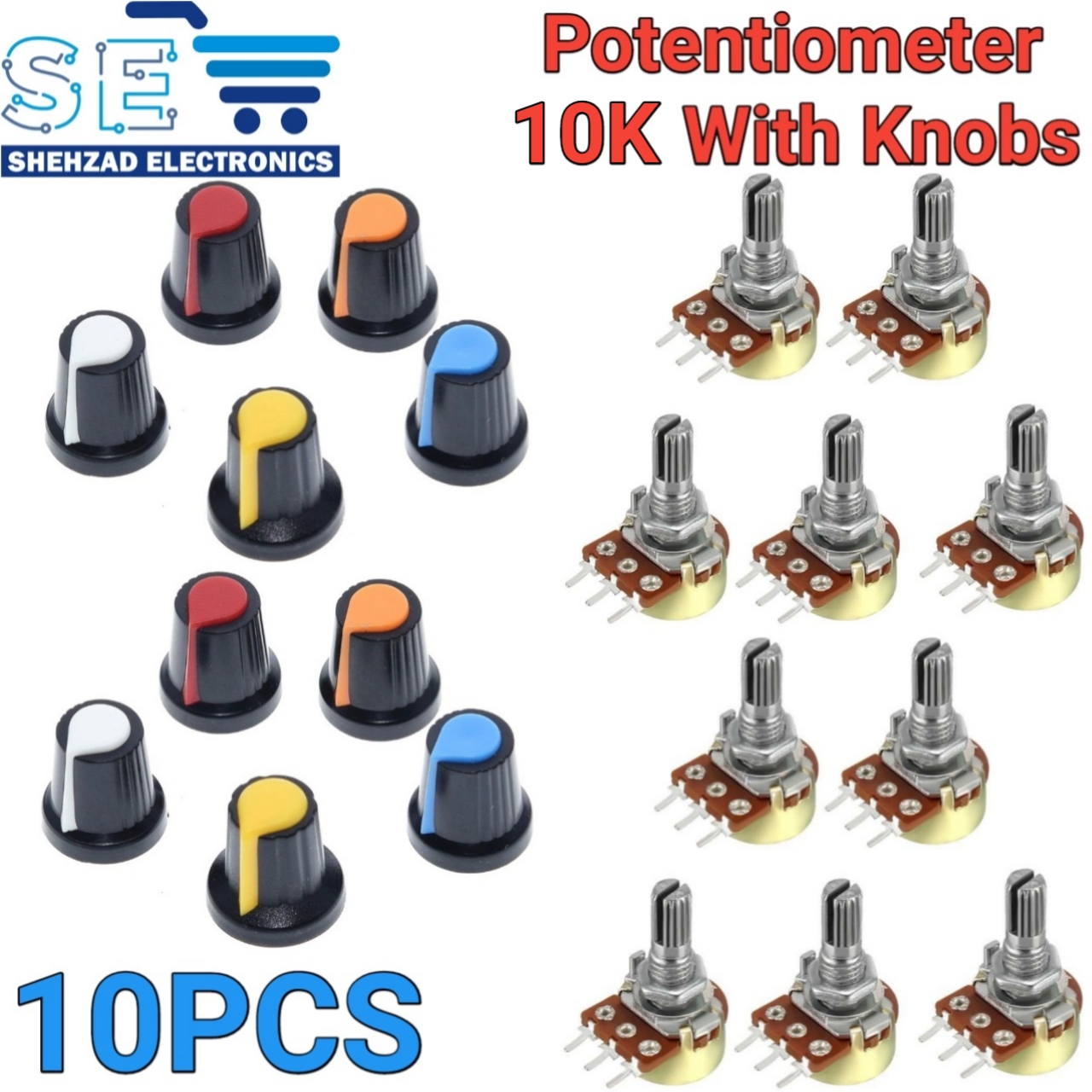 5/10 PCS 10K/20K/50K Ohm Variable Resistors Rotary Potentiometer 3 Pin ...