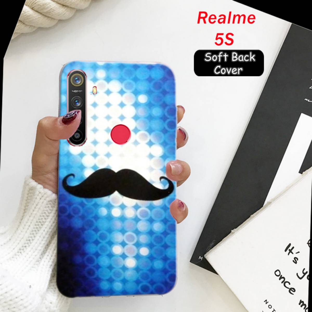 Realme_5S Pouch Case - Mustche Soft Back Cover Case | Daraz.pk