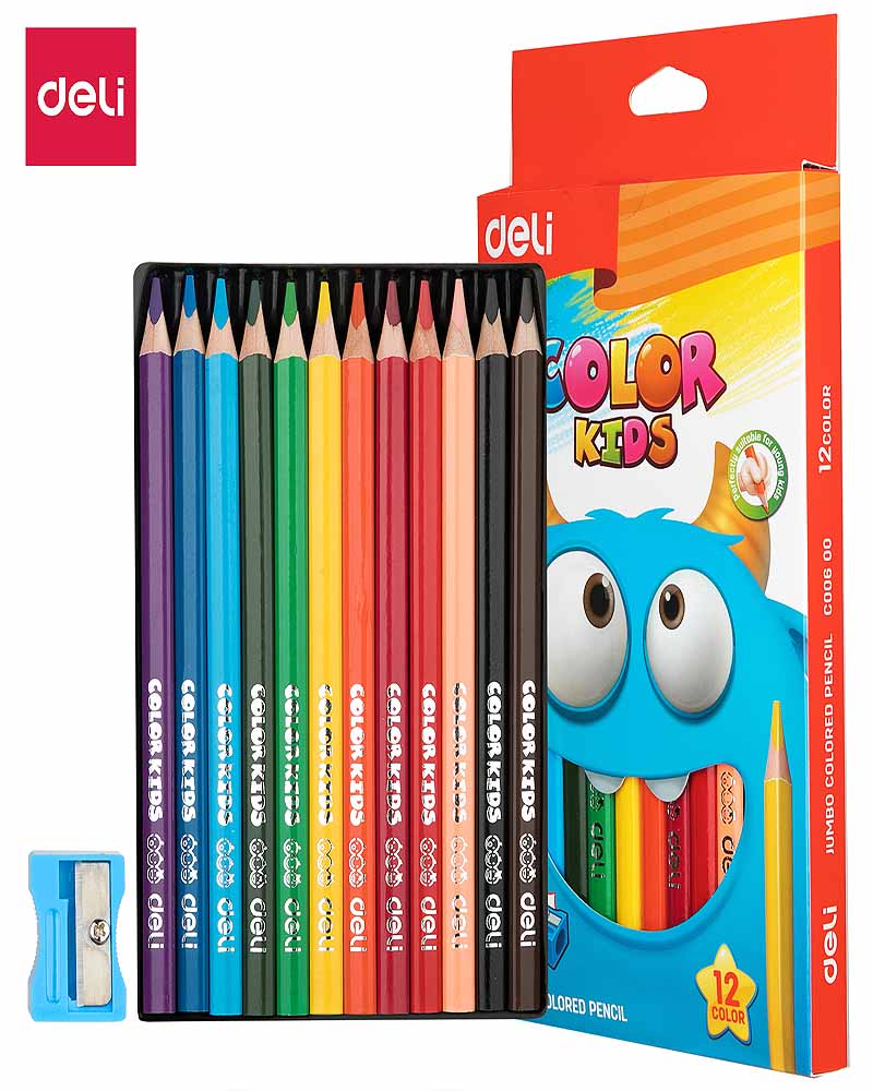 Deli - EC00600 - Jumbo Colored Pencil - φ5.0mm Lead Triangular Barrel ...