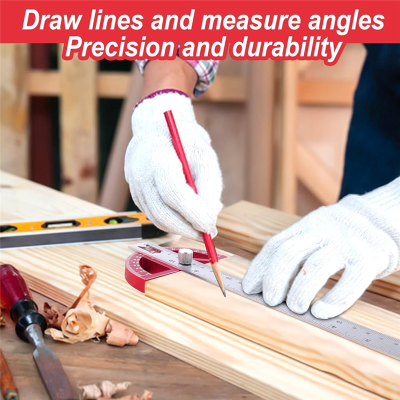 Red Protractor Angle Finder Aluminum Angle Ruler-Protractor for ...