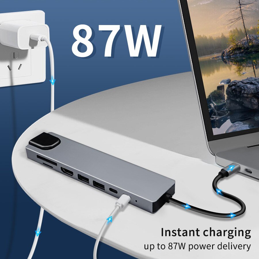 RMG 8 in 1 Multiport Type C to USB C 4K HDMI Adapter USB 3.0 | Daraz.pk