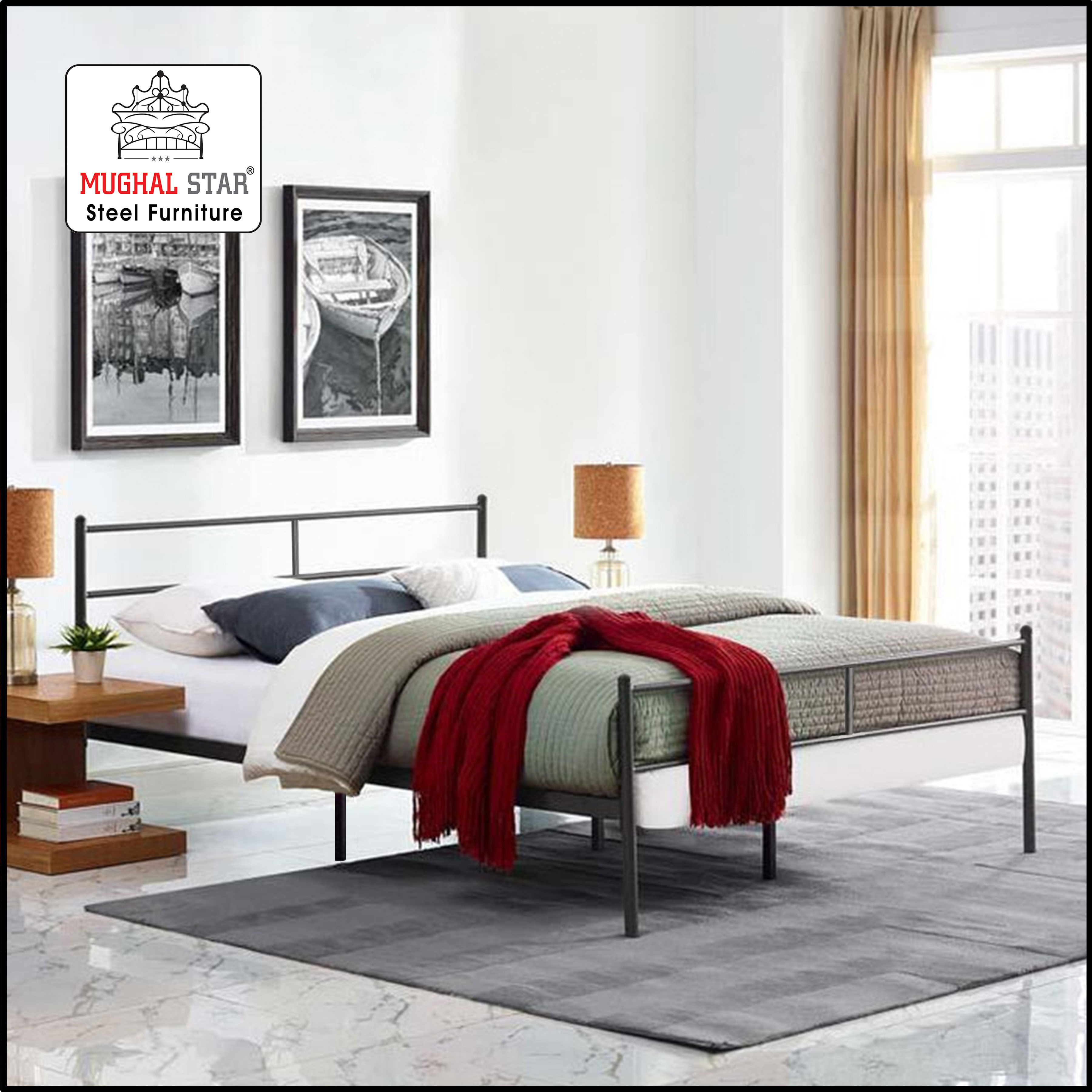 Simplify Bed Double Black / Double Bed / Iron Bed / Steel Bed / Mughal ...