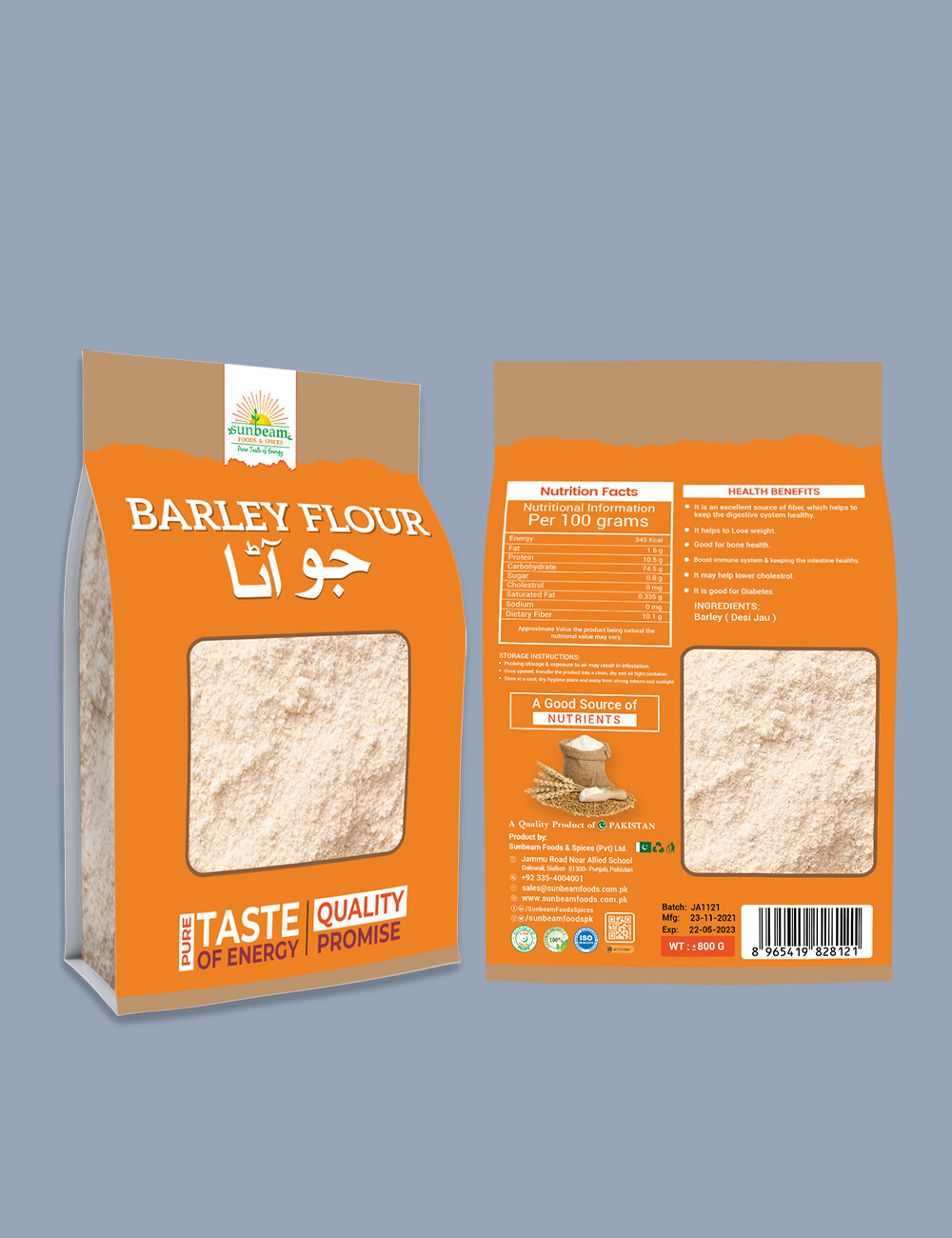 Barley Flour - Sunbeam Barley Flour - Jau ka Atta - 100 % Pure - 800 ...