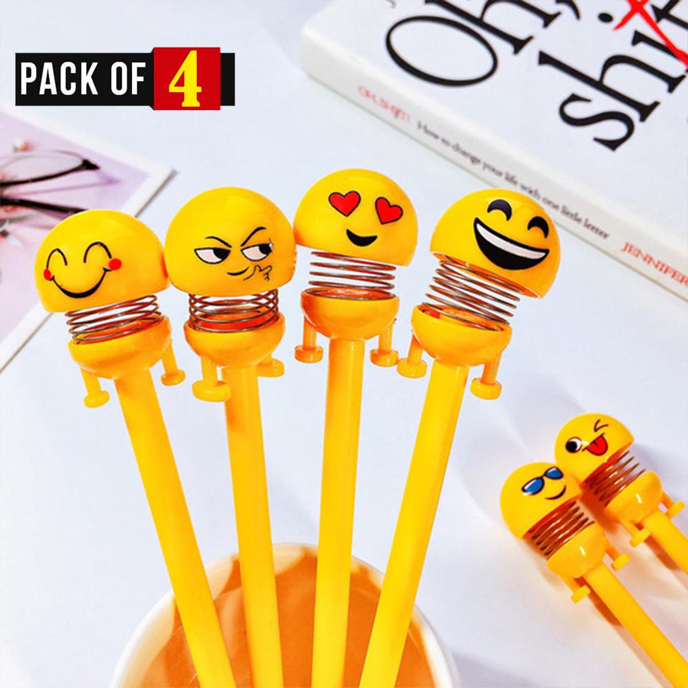 Pack Of 4 Funny Emoji Bouncing Heads Gel Pen Smiling Face Pen With ...