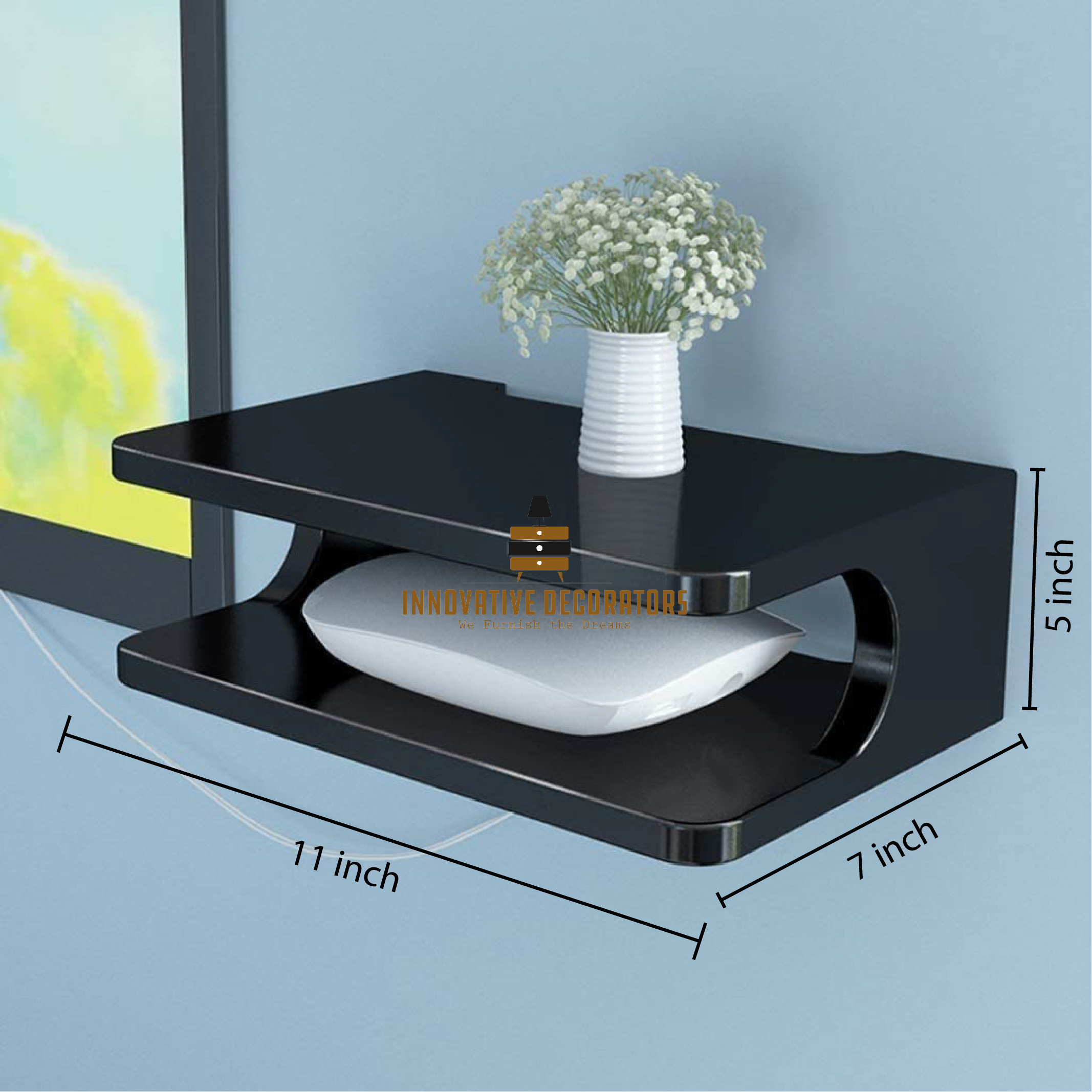 2 Layers Wall Mounted Shelf For Wifi Router, Phone, Decorative Items ...