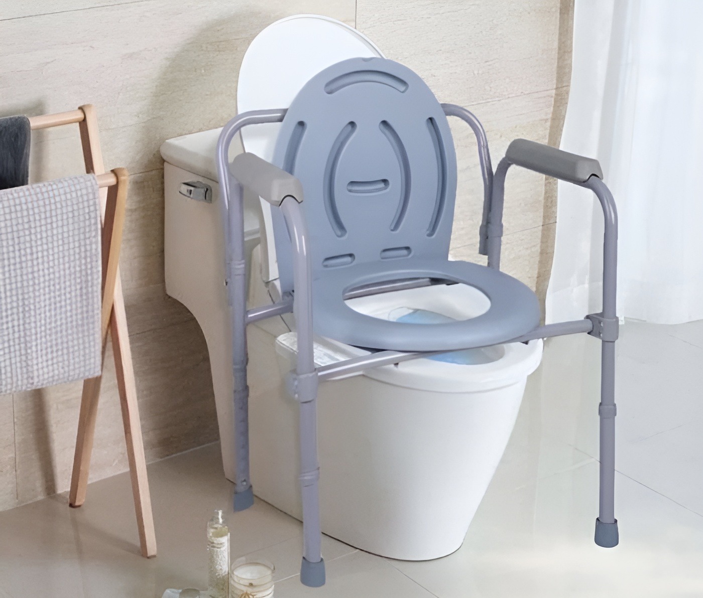 Imported China Aluminum Height Adjustable And Foldable Toilet Commode ...