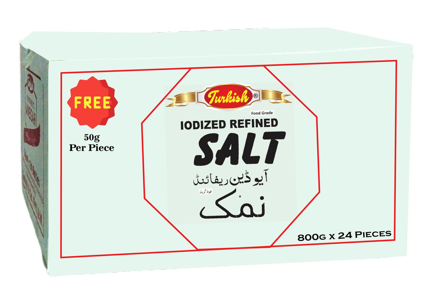 Turkish Iodized Refined Salt | 800g x 24 |50g Extra FREE per piece ...