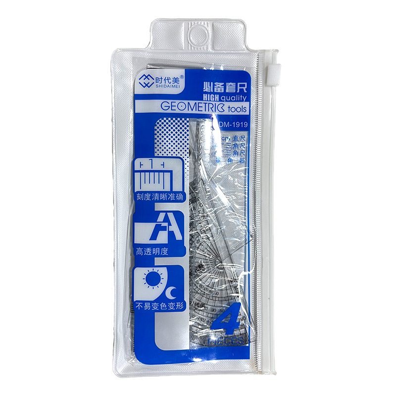 Metal set ruler measurement drawing four-piece ruler primary and ...