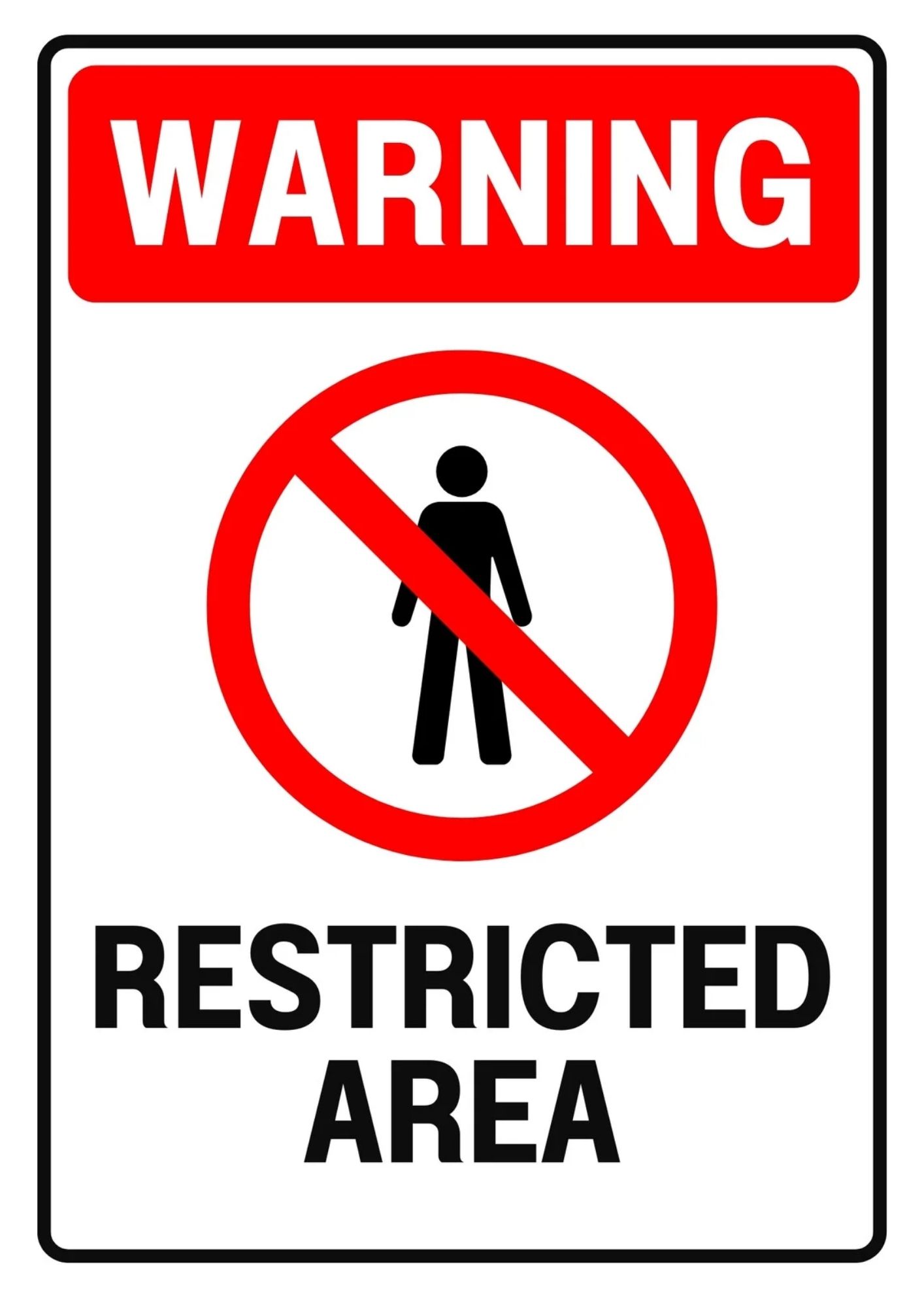 Warning Restricted Area, No Entry sign stickers, Warning Stickers A4 ...