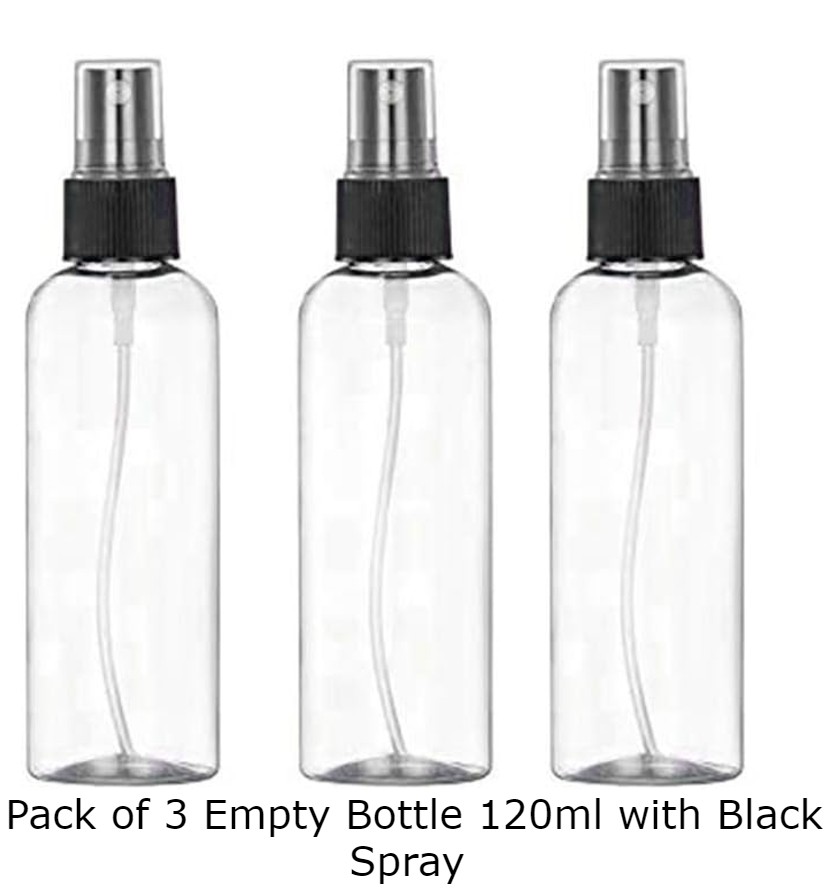 Refillable Fine Mist Spray Bottle 120ml (Pack of 3) Mini Empty Plastic ...
