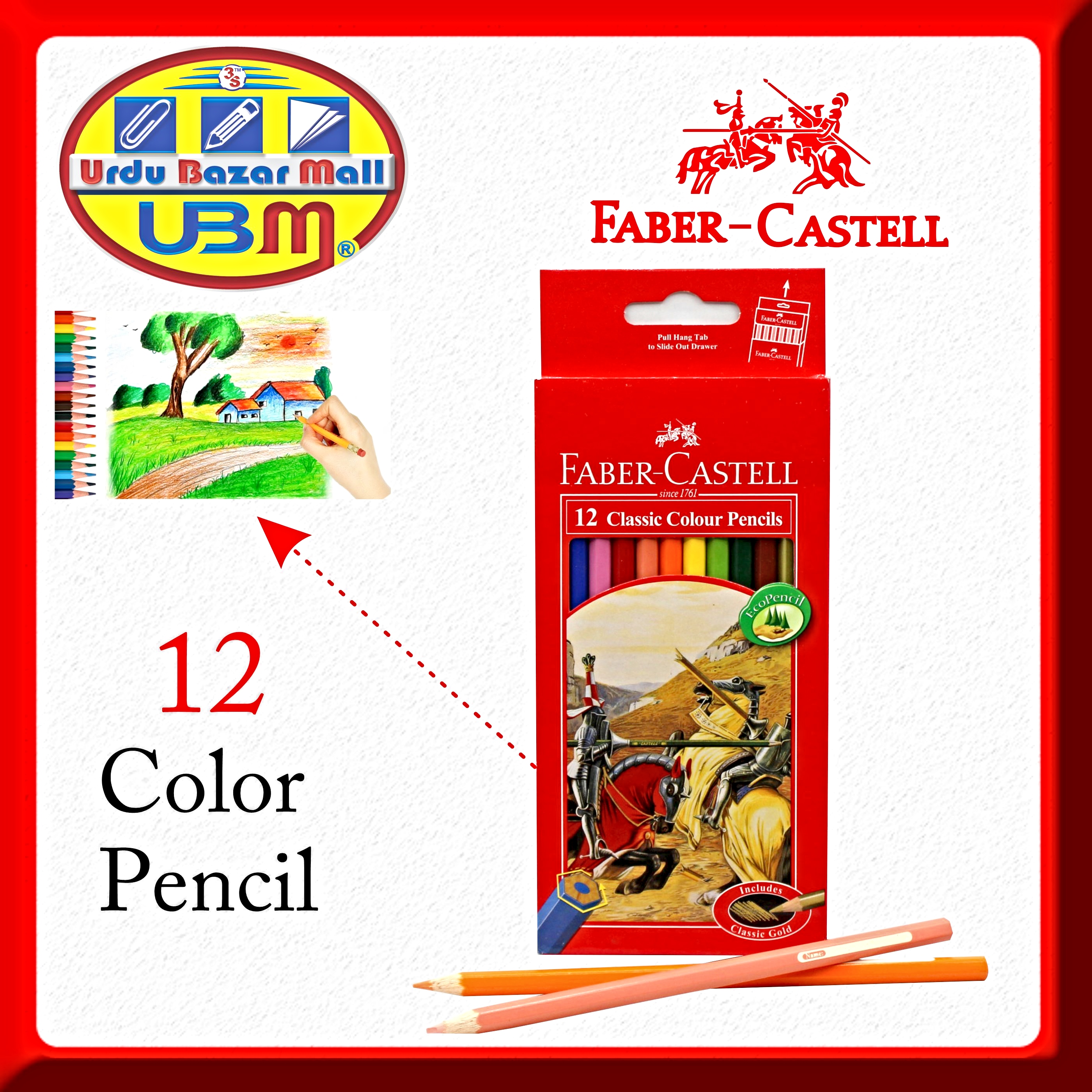 Faber-Castell Color Pencils 12 Essential Set for Sketching, Drawing ...