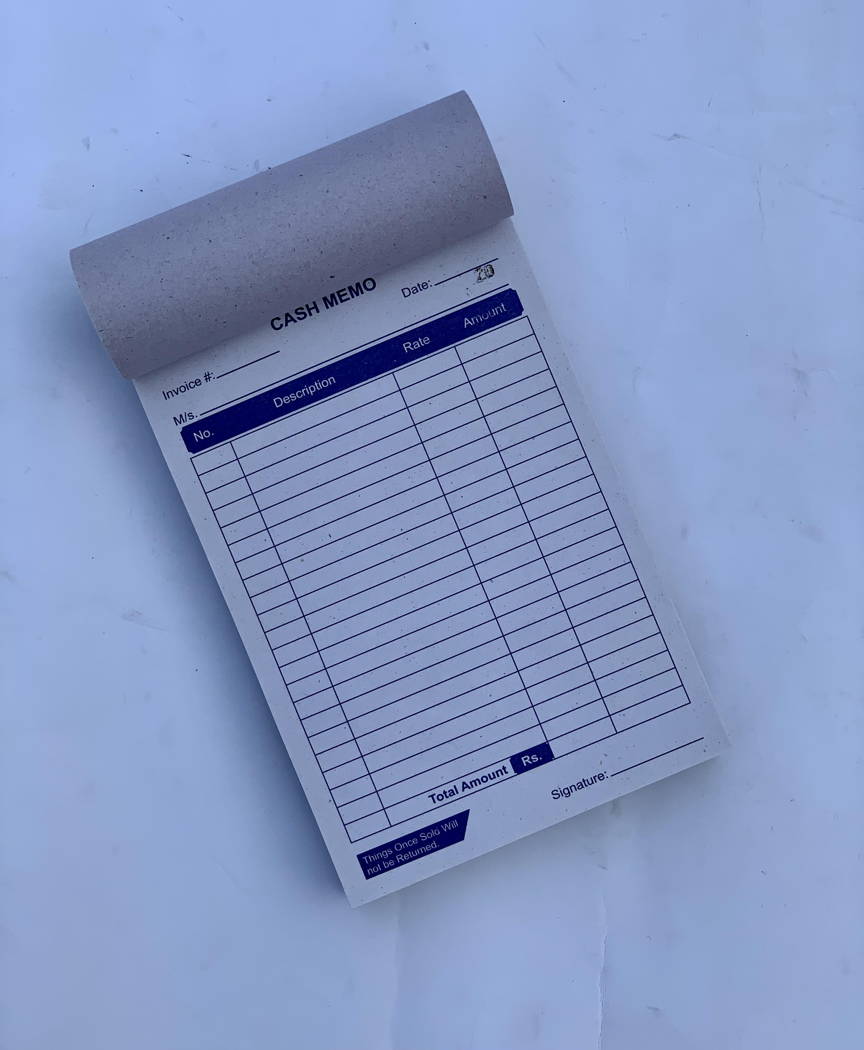 Cash Memo - Bill Book - Small - Size 5" x 7.25" - 100 bills (2 Ply ...