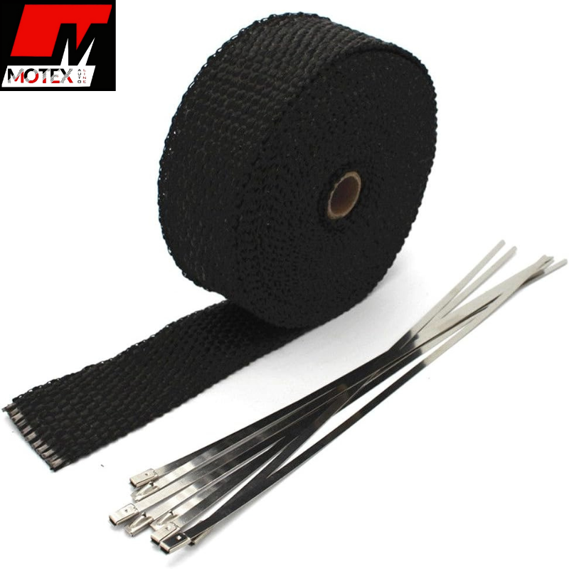 Bend wrap 3 Meter Heat Wrap for Silencer Motorcycle, Cars Black Exhaust ...