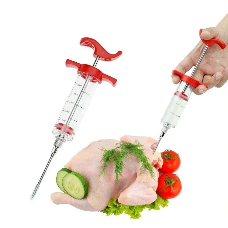 Portable Meat Injector Syringe for BBQ Grill, Premium Portable Turkey ...
