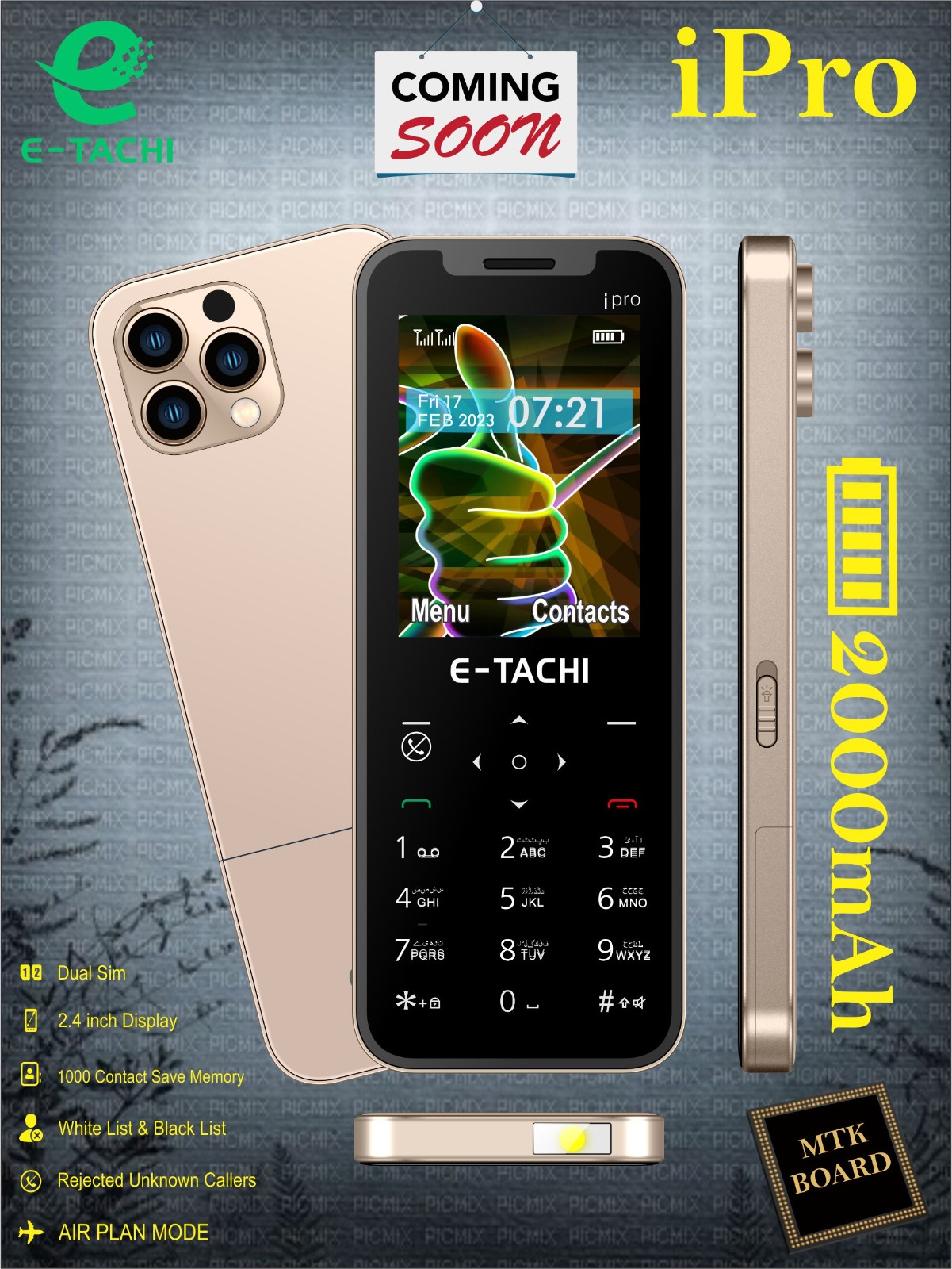 Etachi iPro New 2025, Etachi I Pro 4 sim , 4 sims Support, 2.4 Inch Display, Airplan Mode, Auto ...