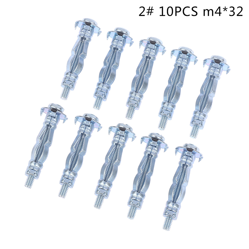 10Pcs M4 Hollow Wall Metal Anchor Kit Plasterboard Drywall Cavity Plug ...