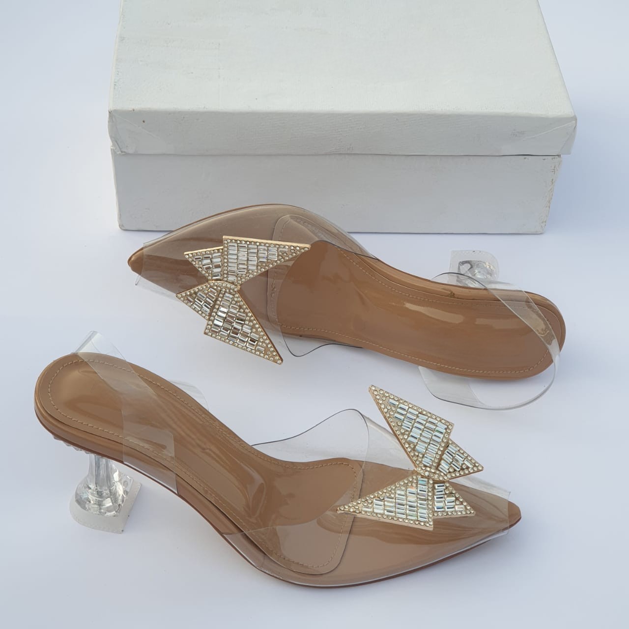 Transparent Trending and stylish Buterfly clear vinyl kitten heels for ...
