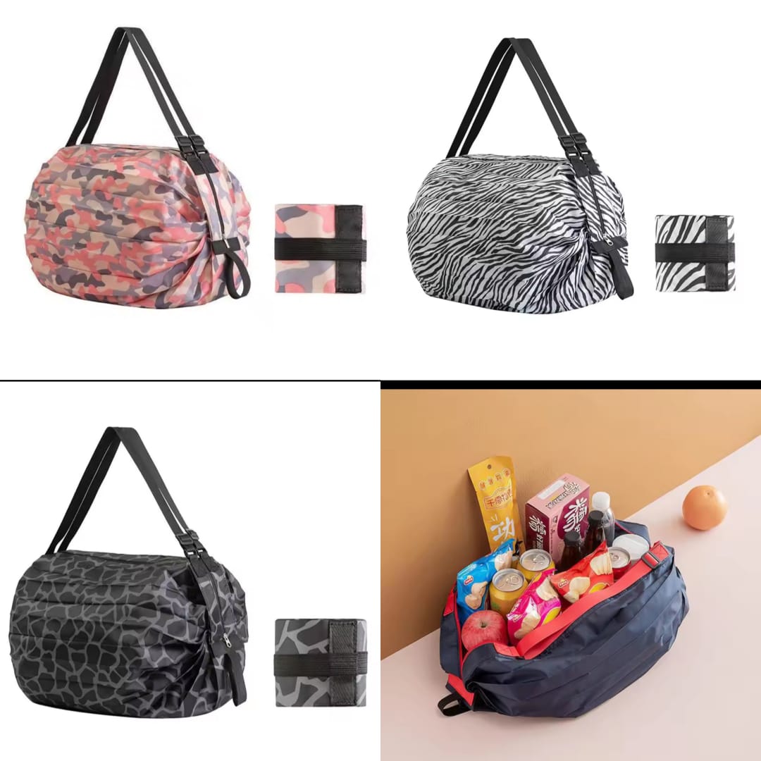 Reusable Folding Supermarket Shopping Bag with Zipper | Nylon ...