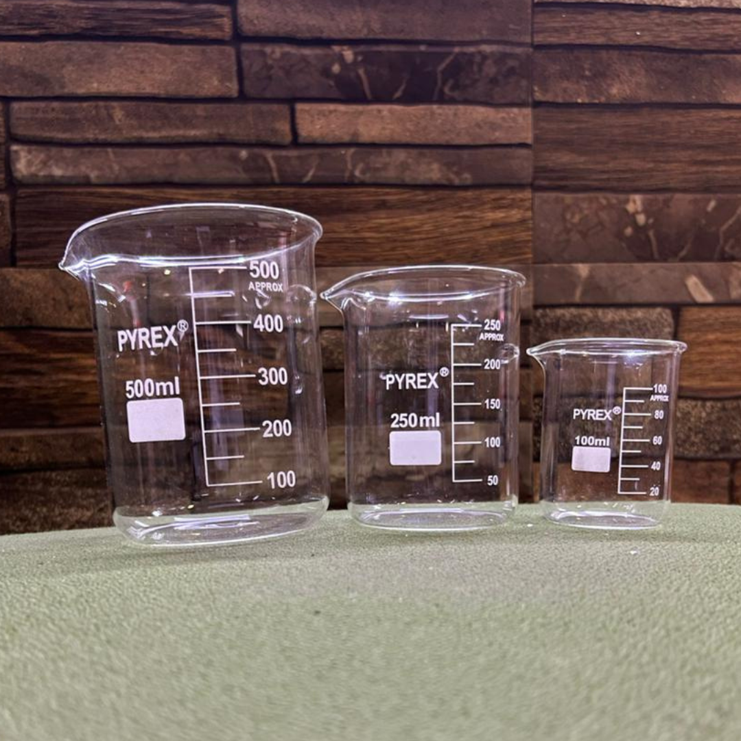 Glass Beaker set of 100ml, 250ml, 500ml Pyrex, Low Form Griffin ...