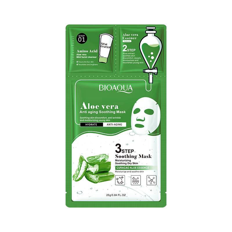 Bioaqua 3 Step Aloe Vera Anti Aging Soothing Facial Mask | Daraz.pk