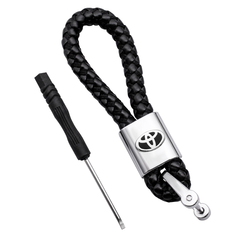 3D Metal Alloy Leather Keychain Key Rings For Toyota Prado Auris ...