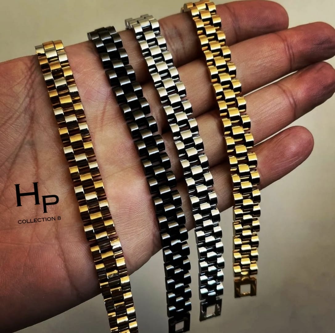 Black/Gold/Silver/Gold-Silver 4 Bracelet In Stainless Steel Heavy Wait ...
