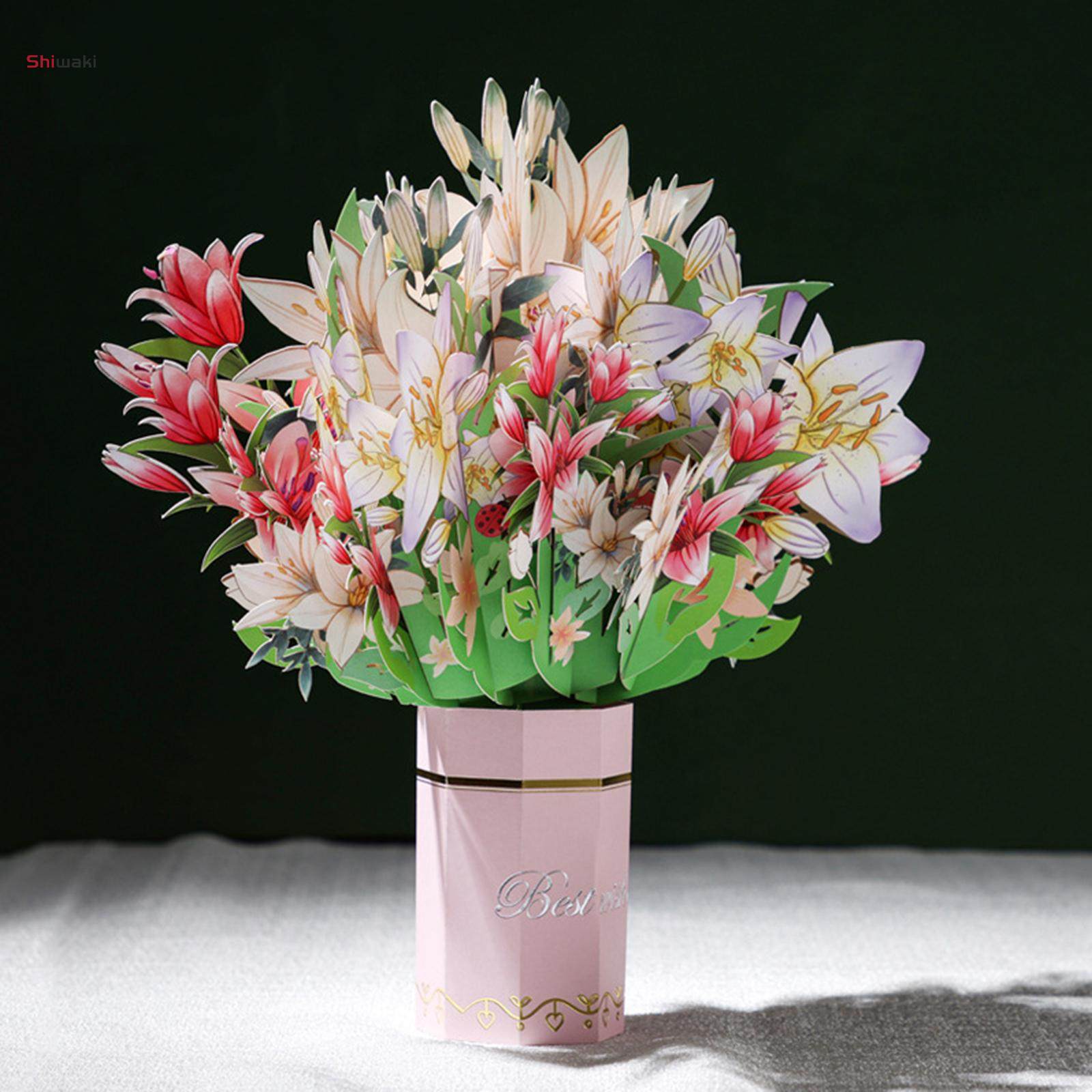 Greeting Card Flower Bouquet Popup Card Ornament Elegant Paper ...