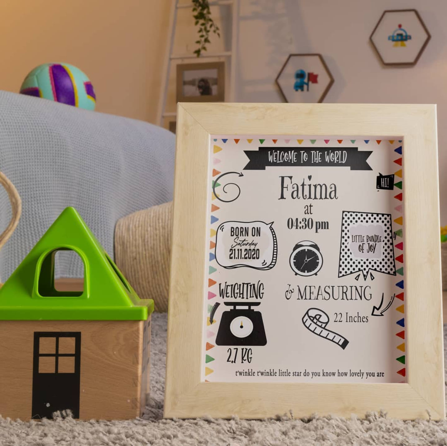 Personalized newborn baby frame with birth details | Daraz.pk