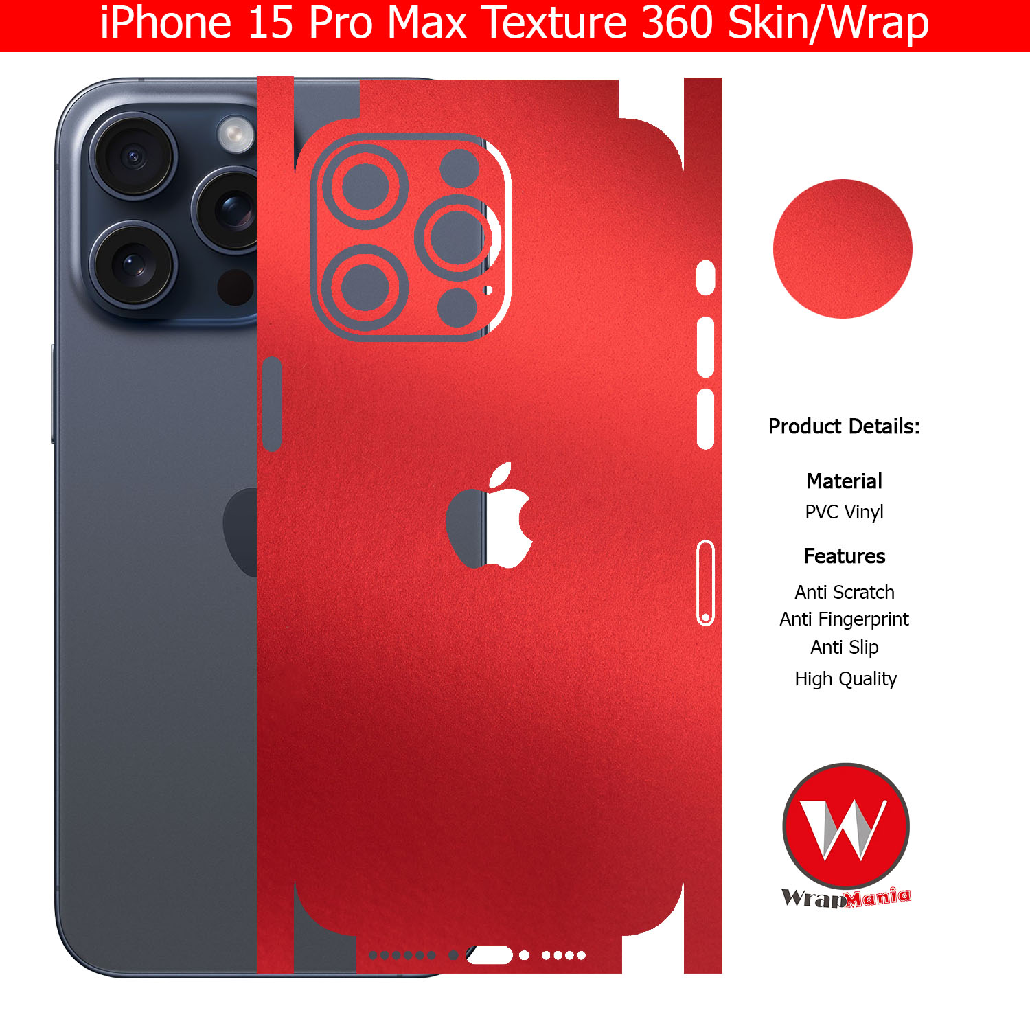 iPhone 15 Pro Max Skin/Wrap 360 Protection Sheet/ Carbon fiber/ Matte ...