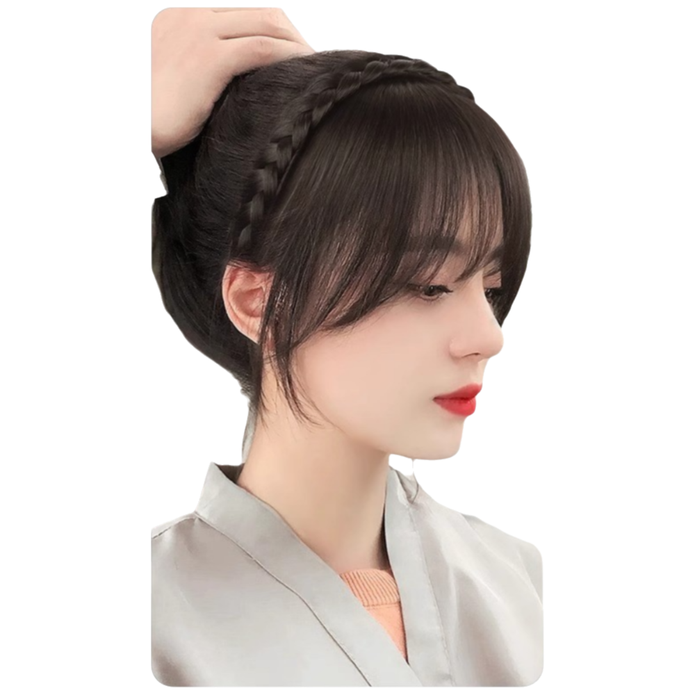 Invisible Synthetic Fake Bangs Hairband Braids Headband Natural Bang ...