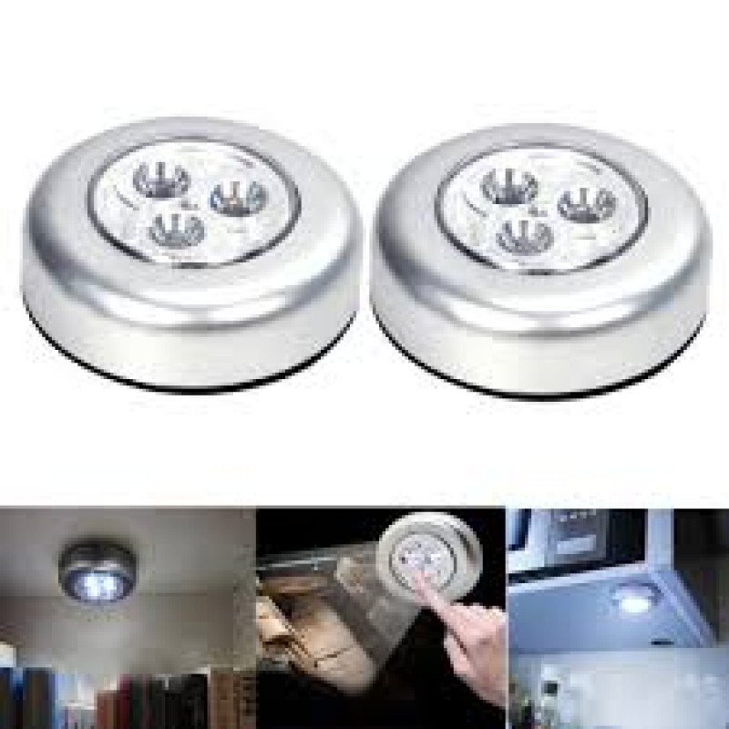 Pack Of 2 Mini LED Tap Touch Light Battery Cell Operated For wardrobe ...