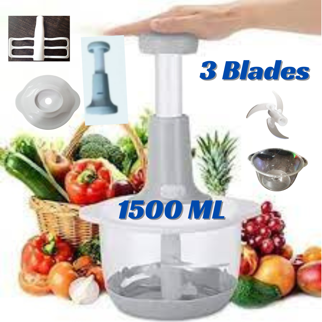 Chopper Food Processor, 1500 ml Chopper, Push Chopper, 3 Blade Double ...