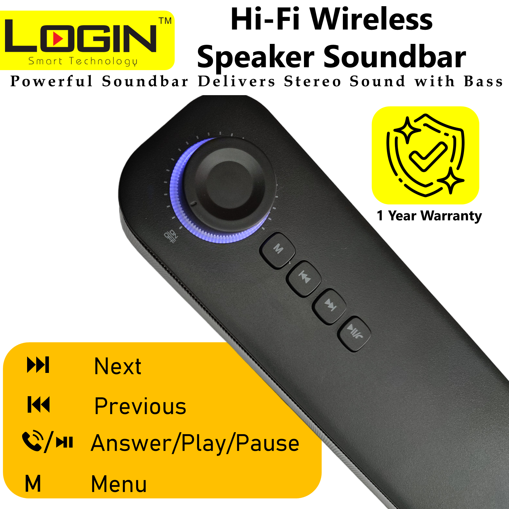 Login Wireless Sound Bar with Super Bass Sound | 1800 mAh Battery | USB ...