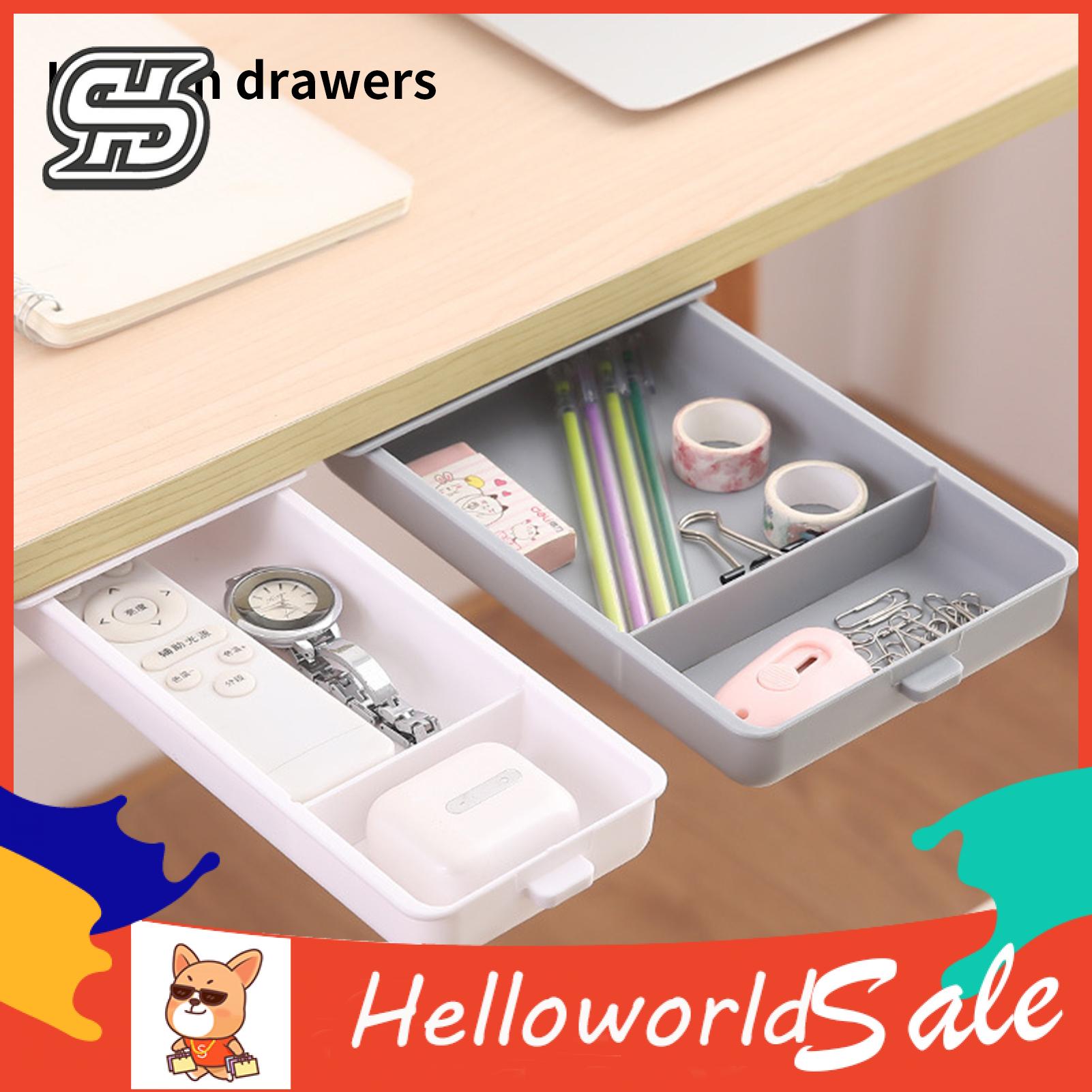 HelloWorld Table Drawer Reusable Office Kitchen under Desk Storage Box ...