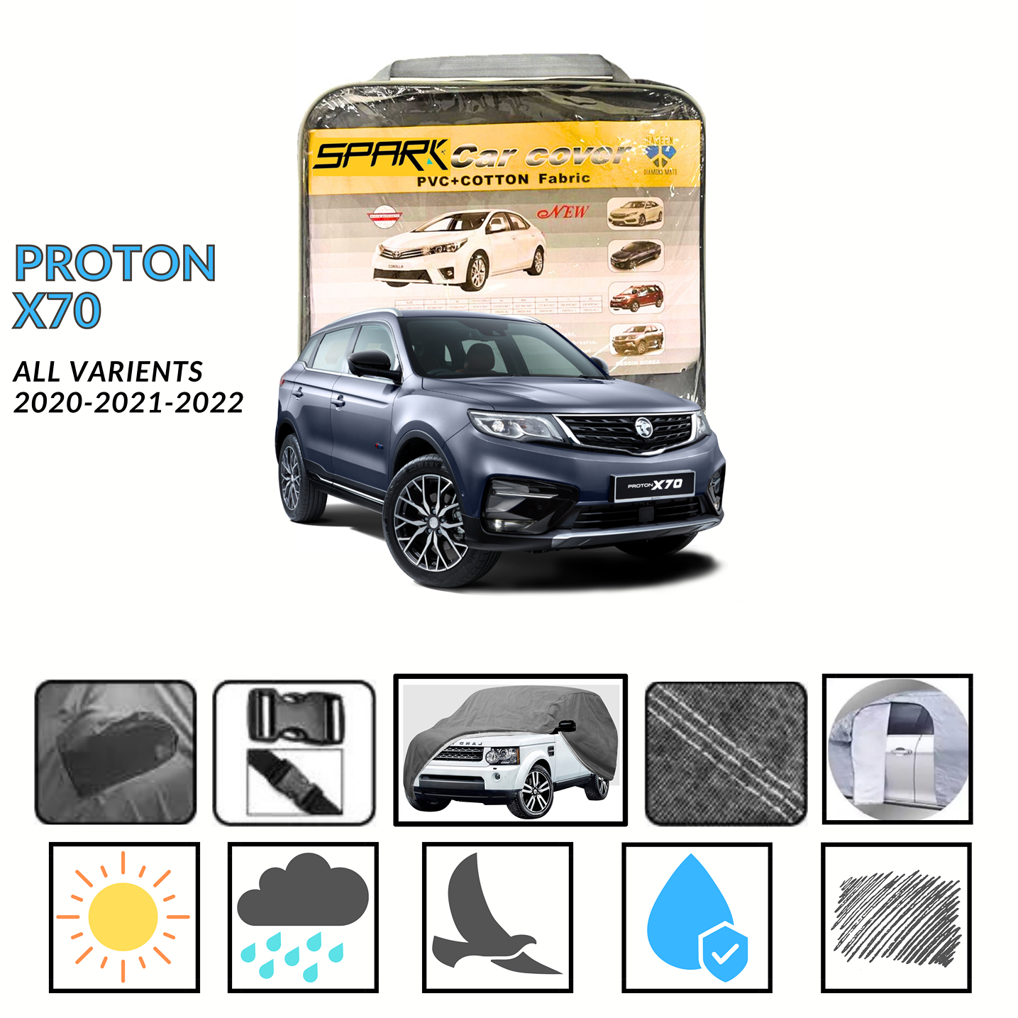 PROTON X70 Top Cover | High Quality Water Proof Custom Size Top Cover for PROTON X70 | PVC ...