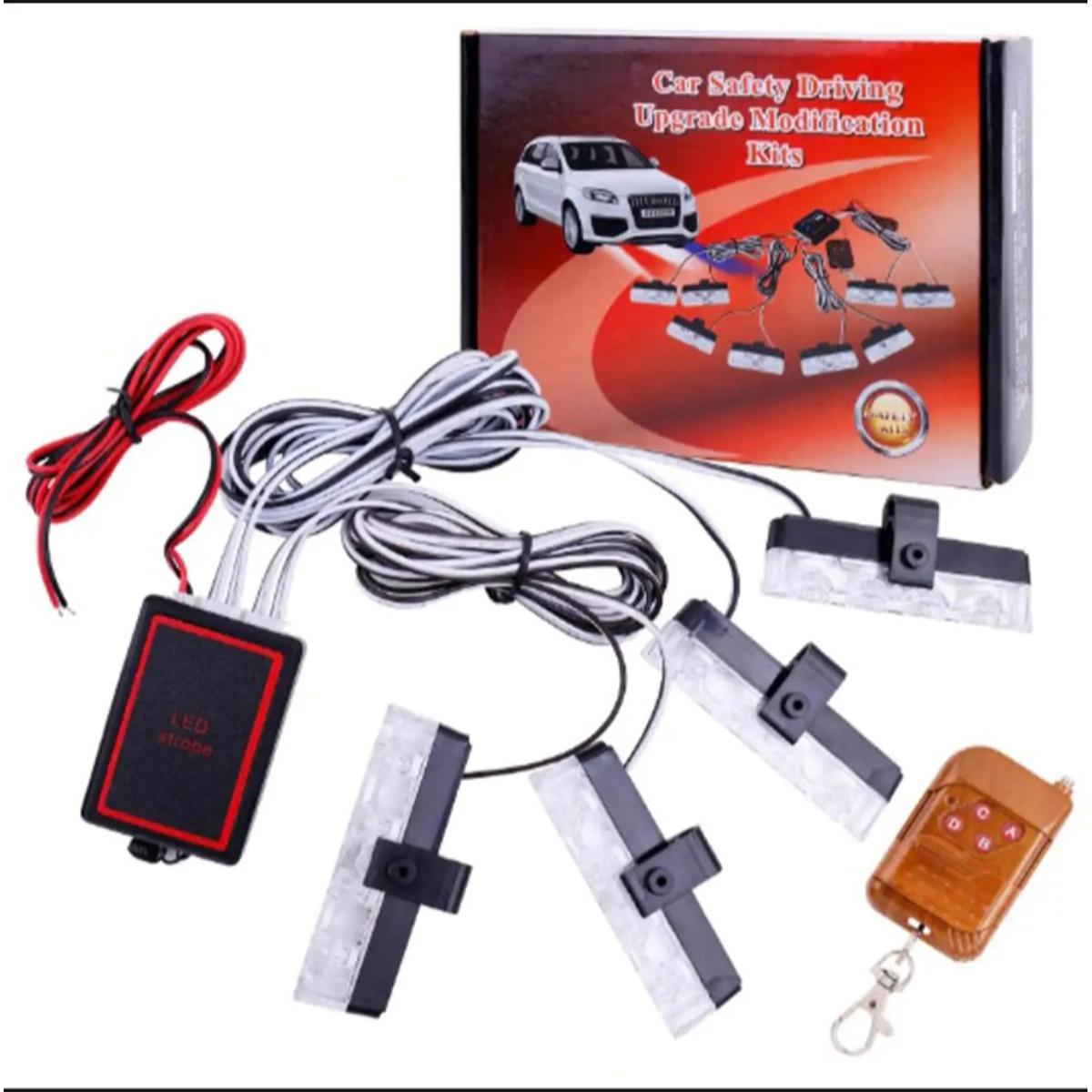 4 Grill Strobe Flasher Car lights Led Interior Remote Control System ...