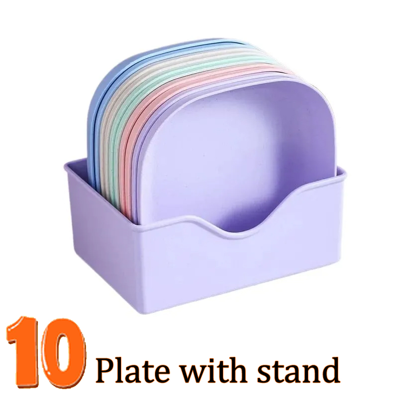 10 Plates with Stand Multi-function Spit Bone Dish Household Food Grade ...