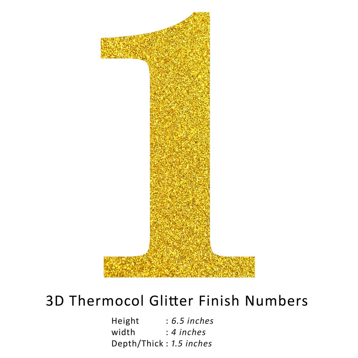 3D Numbers Glitter Finish (Golden) Number 1 | Daraz.pk