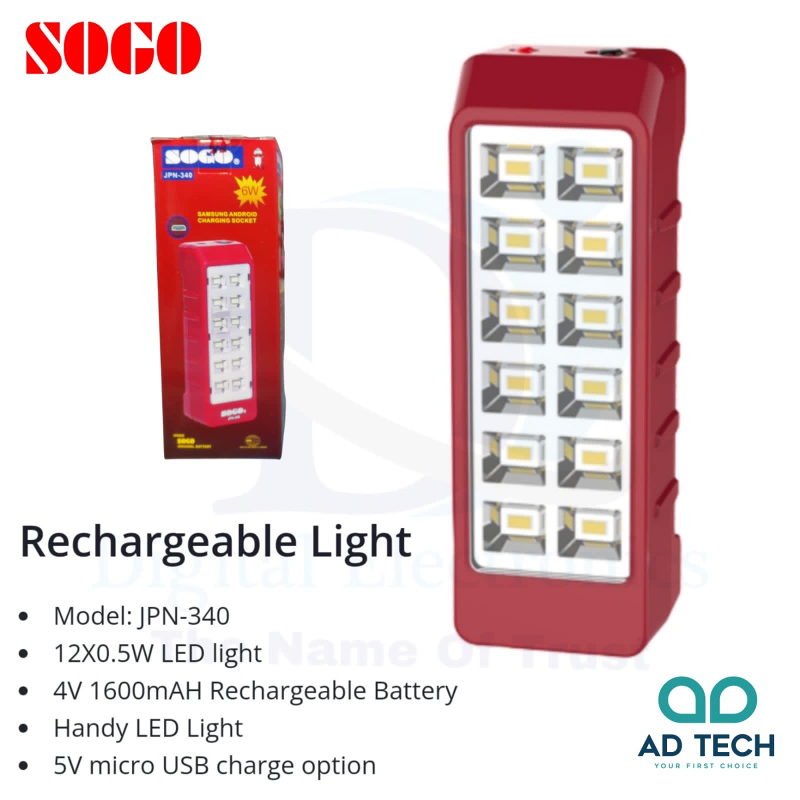 Sogo Rechargeable Emergency LED Lantern Light (JPN-340) | Daraz.pk