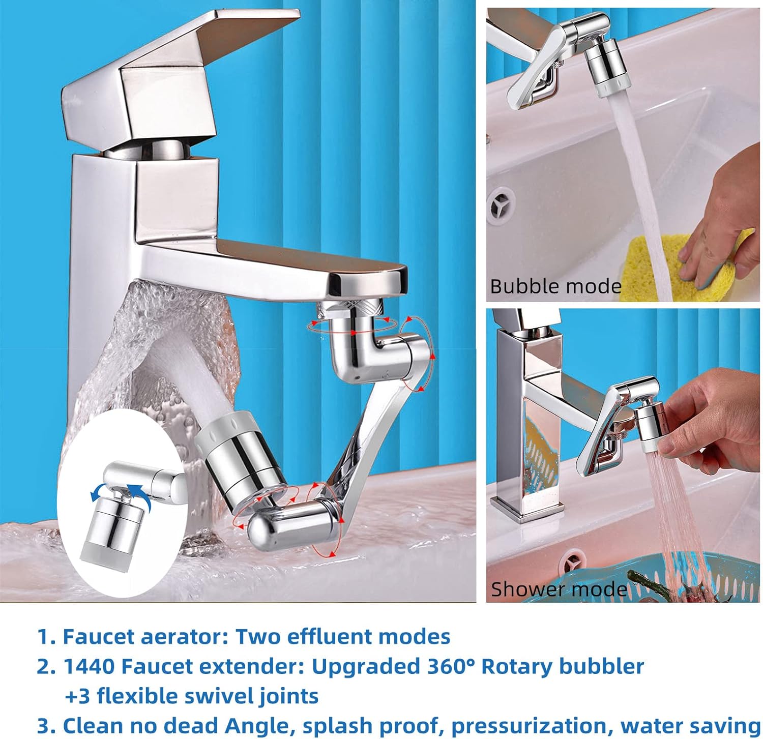 Rotating Faucet Extender 1080°+360° Universal Large Angle Swivel ...