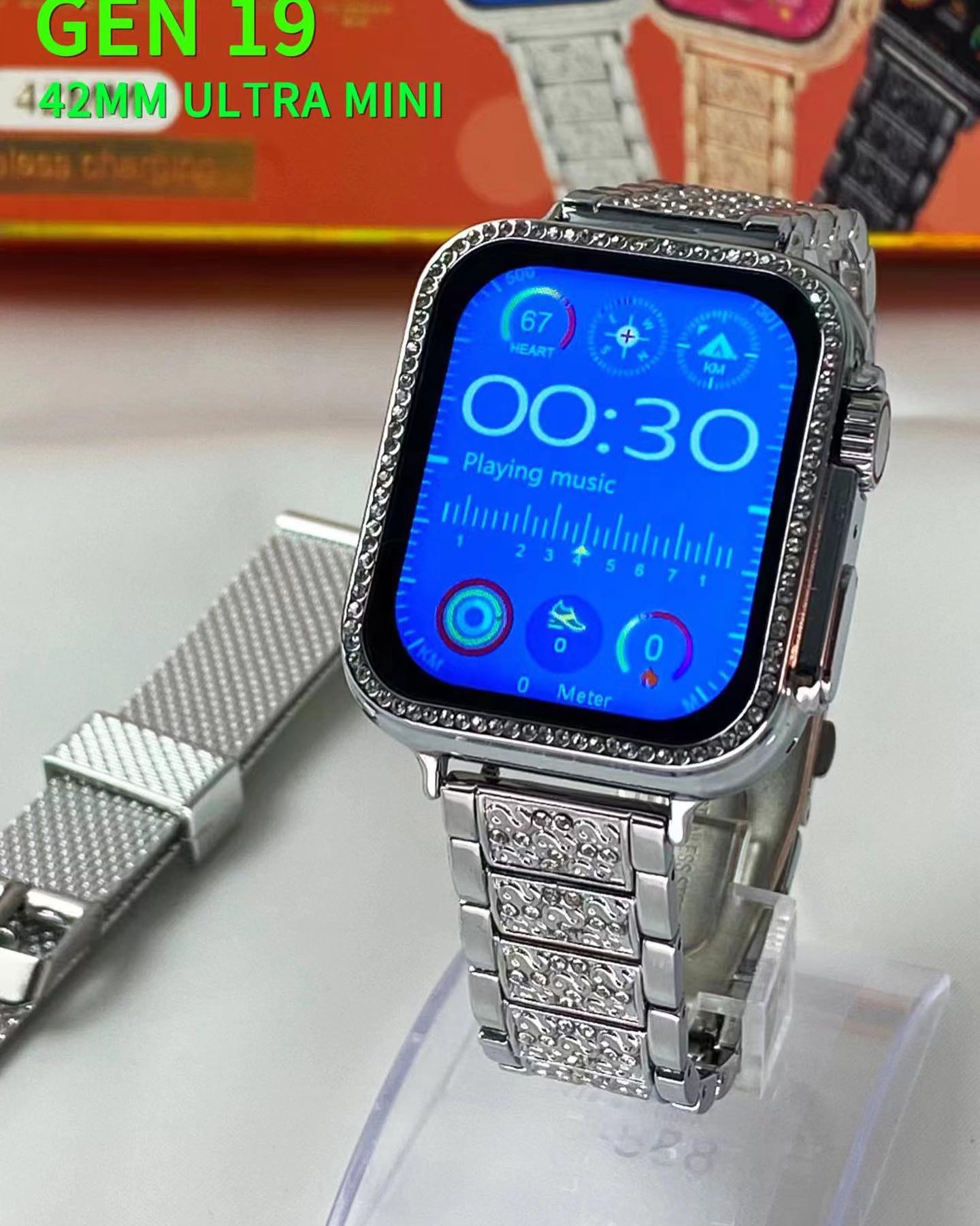 GEN 19 Ultra Smartwatch Golden Chain Strap with 1.99" Amoled Display ...