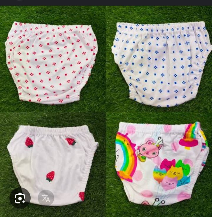 Pack of 12 kids chaddi diaper cover panties with elastic waist in white ...